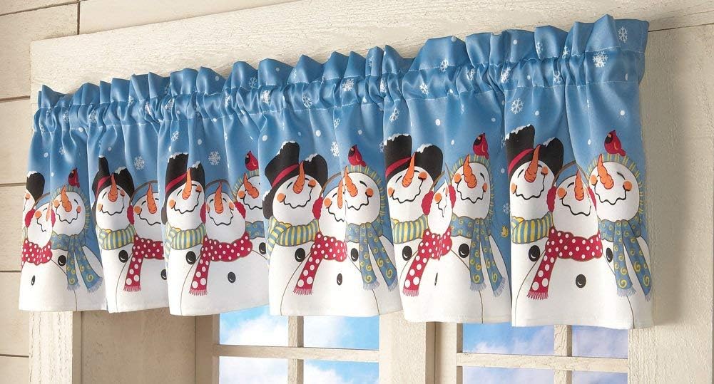 Amazon.com: Trenton Gifts Holiday Winter Snowman Window Valance. Frosty ...