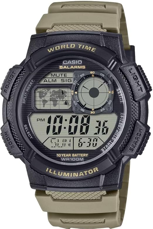 Amazon.com: Casio AE-1000W Series | Men’s Digital Watch | Black/Gray | 100M WR | World Time ...