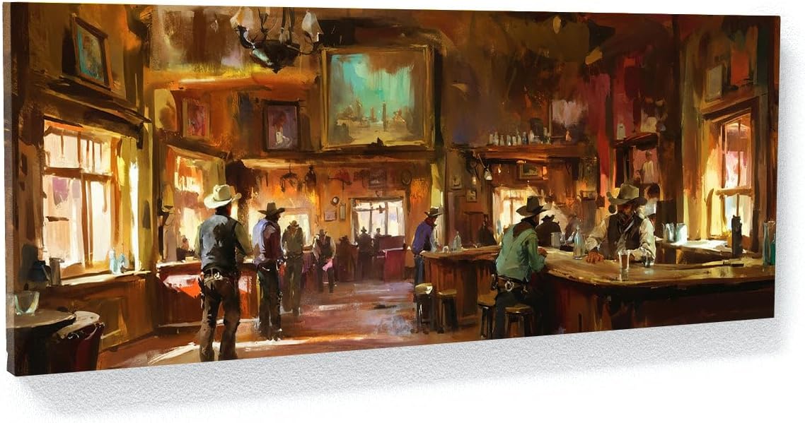 Amazon.com: Sense Canvas Western Vibrant Saloon 12 Canvas Art - Home ...
