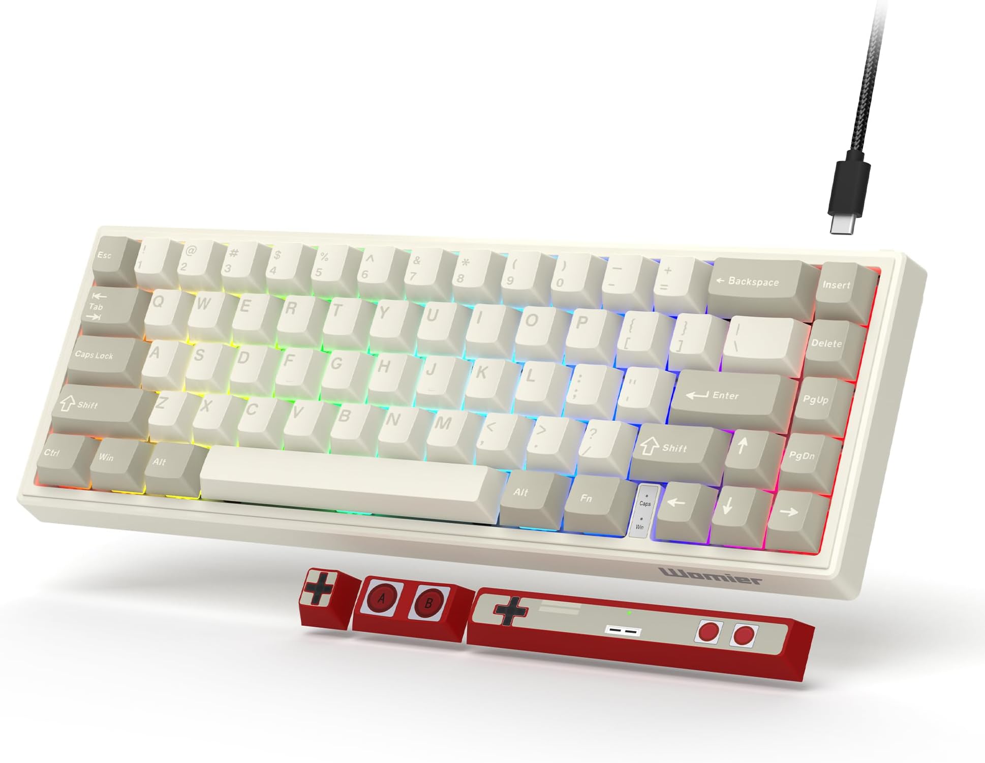 Amazon.com: Womier VK66 Retro Keyboard, 60% Percent Keyboard with Hot Swappable, Wired ...