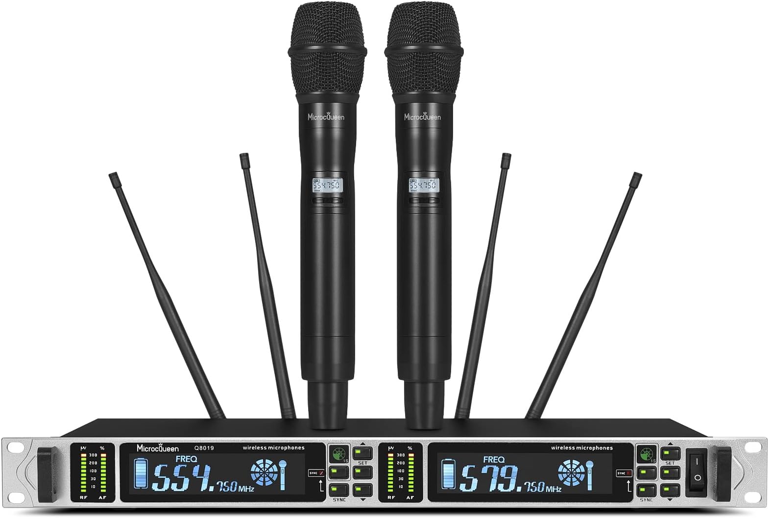 MicrocQueen Professional UHF Wireless Microphone System, Dual Channel ...