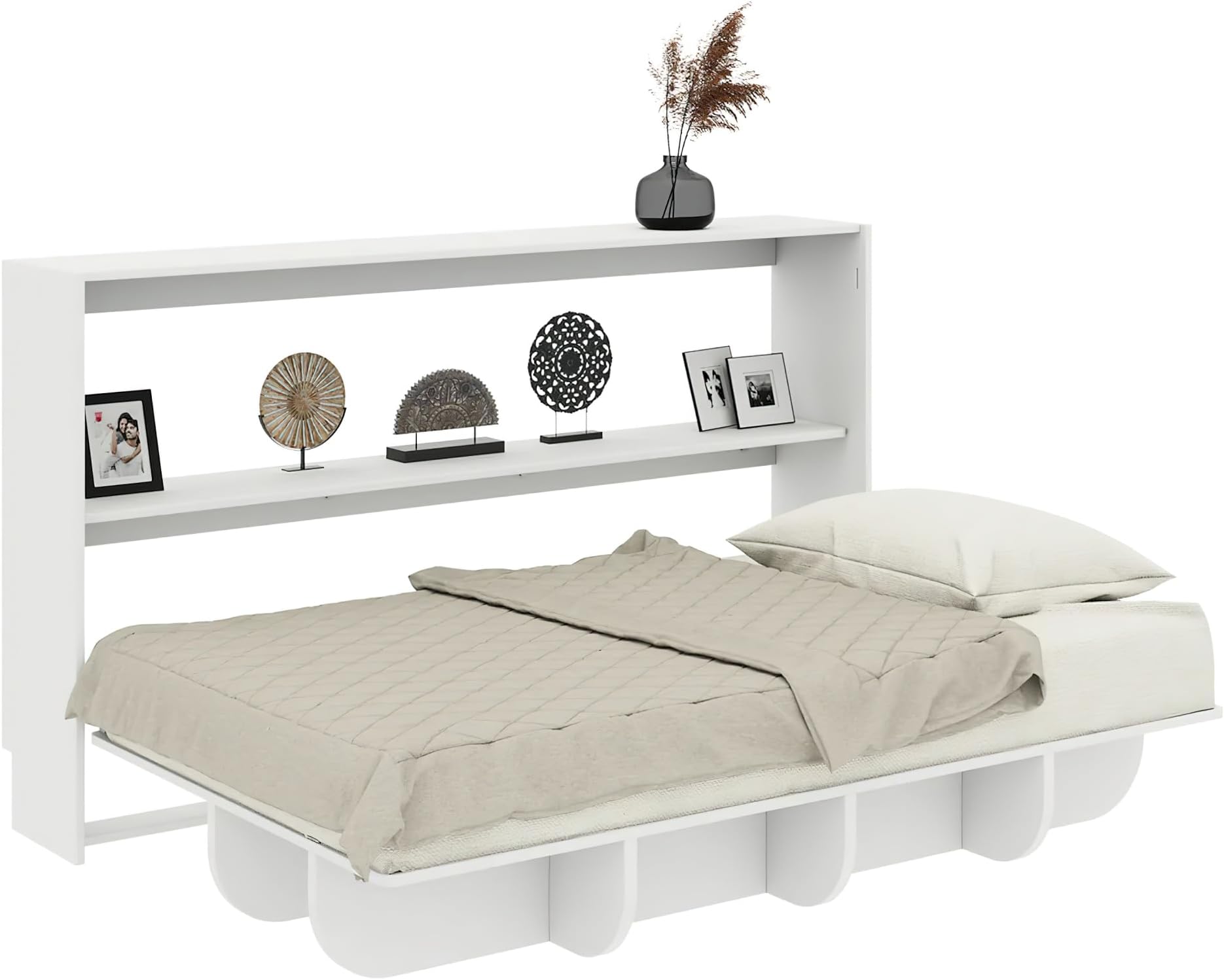 Amazon.com: Lori Beds Twin Size Murphy Bed, Horizontal Hideaway Wall Bed, Manual Fold, Space ...