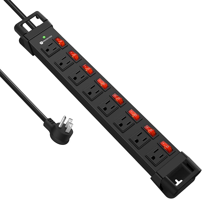 Amazon.com: Heavy Duty Power Strip with Individual Switches,8 Outlets ...