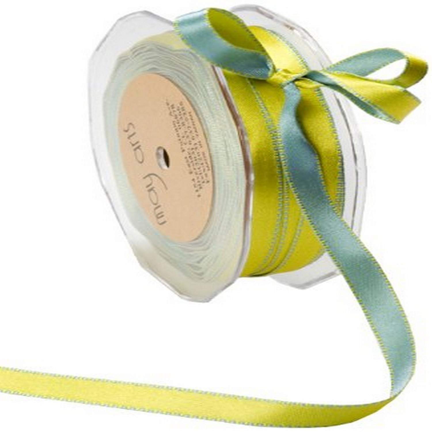Amazon.com: May Arts 3/8-Inch Wide Ribbon, Light Blue and Parrot Green ...