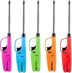 Amazon.com: Long Lighters Pack, 5 Pack of Butane Refillable Fire Lighters, Ideal as Multipurpose ...