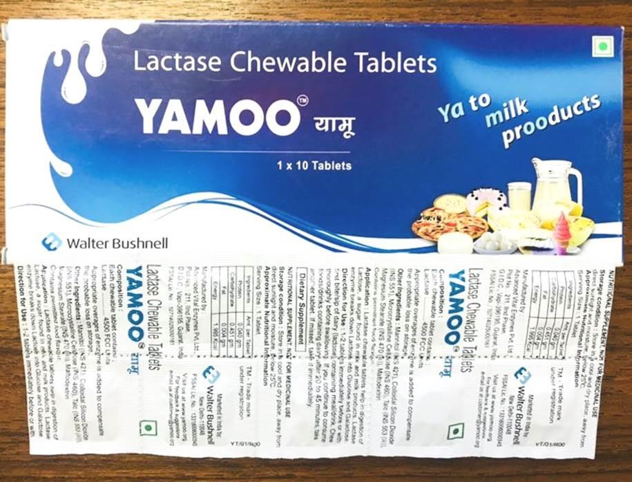 Yamoo Tablets Lactase Enzyme Supplement,4500 Fcc Units,Chewable Tablets ...