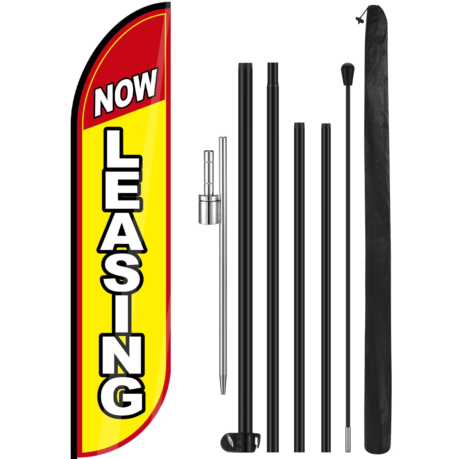 Amazon.com: Preboun Now Leasing Feather Flag Pole Kit 15 Feet Tall Now ...