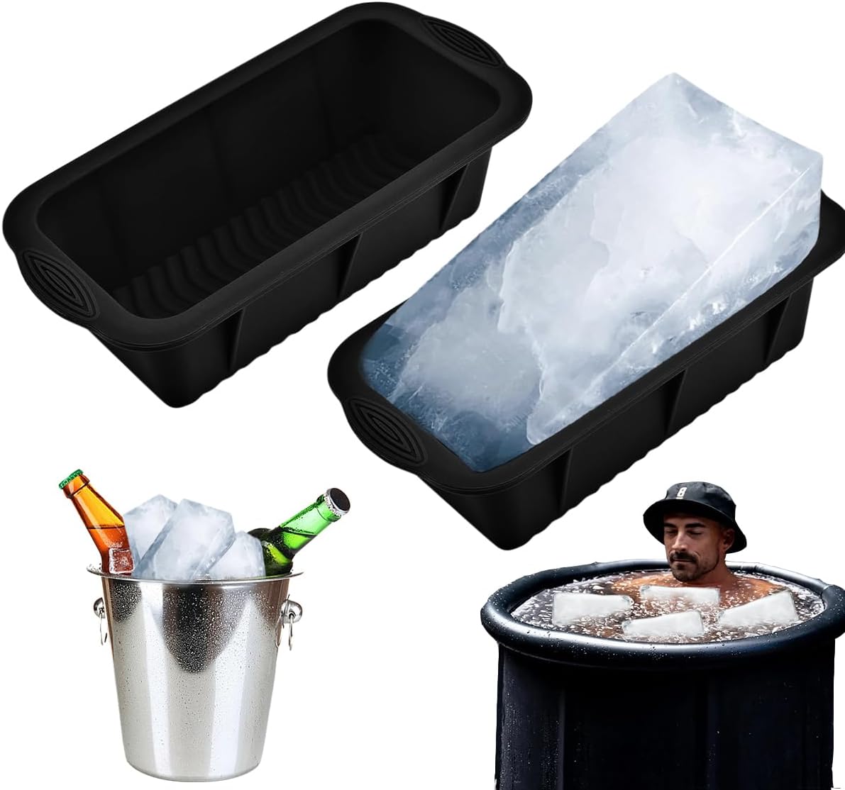 Amazon.com: Extra Large Block Mold - 2 Pack 4.7 lb Silicone Ice Molds ...