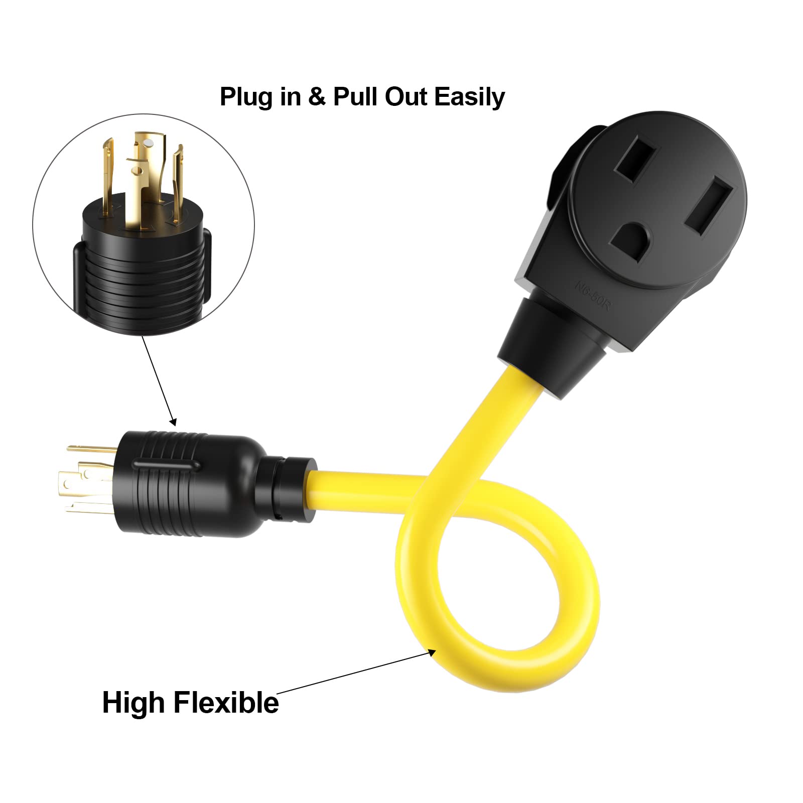 Snapklik.com : PLIS Nema L14-30P To 6-50R Heavy Duty Generator Locking Cord