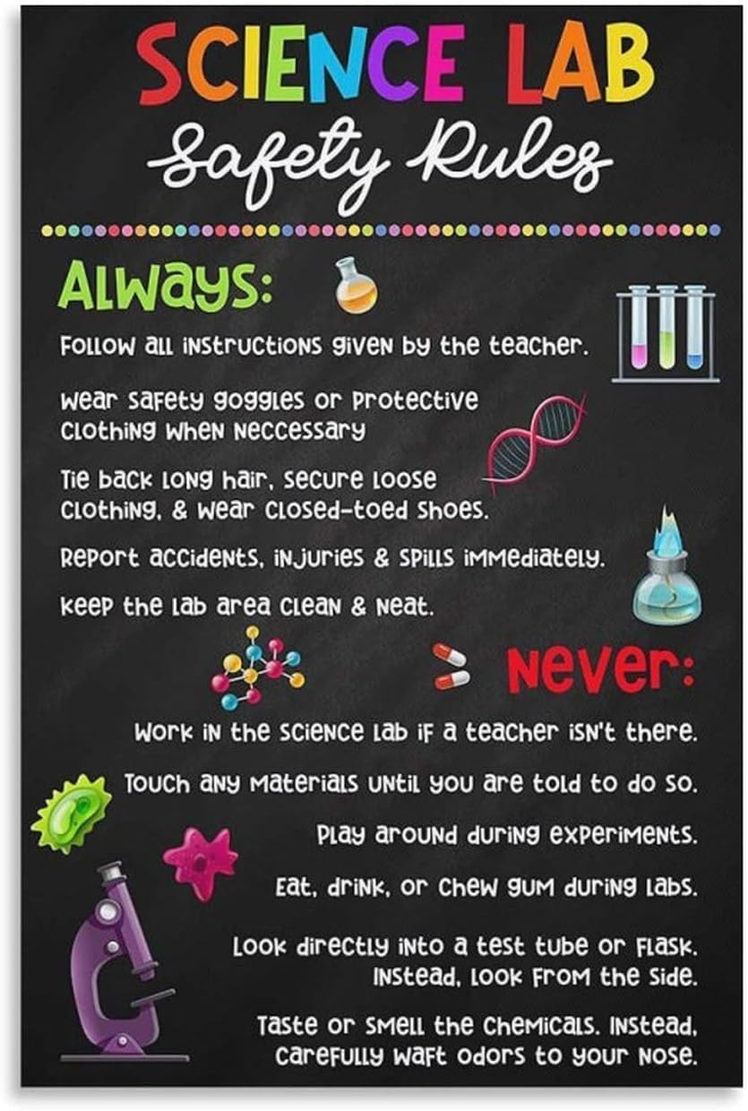Amazon.com: Science Classroom Rules & Safety Poster, Educational Metal ...