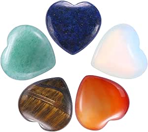 Amazon.com: uxcell 5pcs Heart Shaped Crystal Stones, 20mm Worry Stones ...