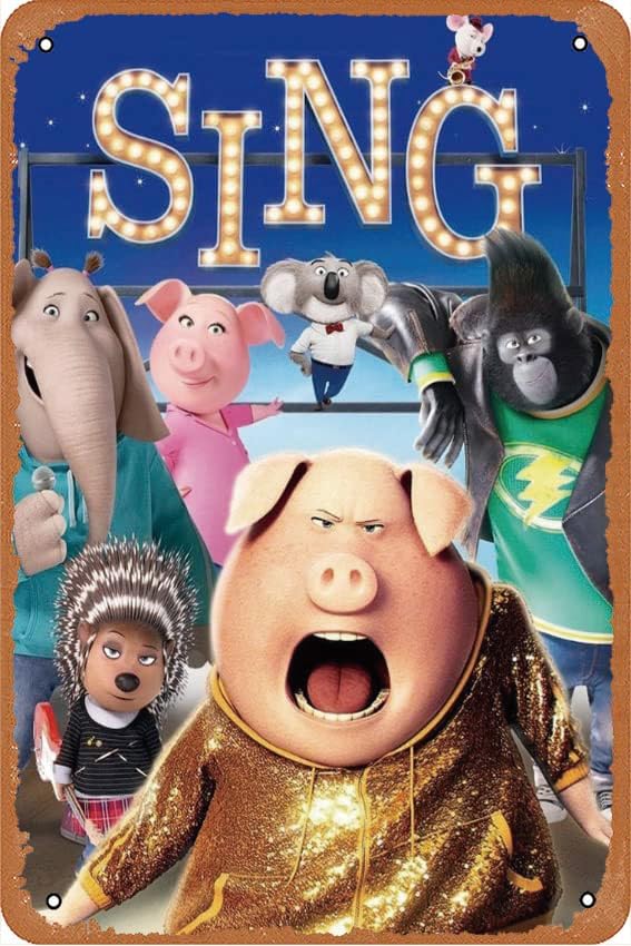 Amazon.com: Sing Movie Poster Retro Metal Tin Sign Wall Home Wall Art ...