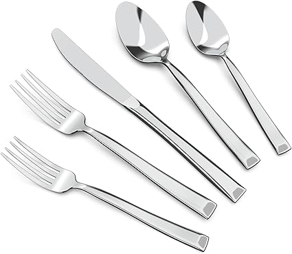 Amazon.com | Kikbioee 20-Piece Silverware Set, Forged Stainless Steel ...