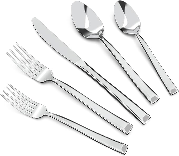 Amazon.com | Kikbioee 20-Piece Silverware Set, Forged Stainless Steel ...
