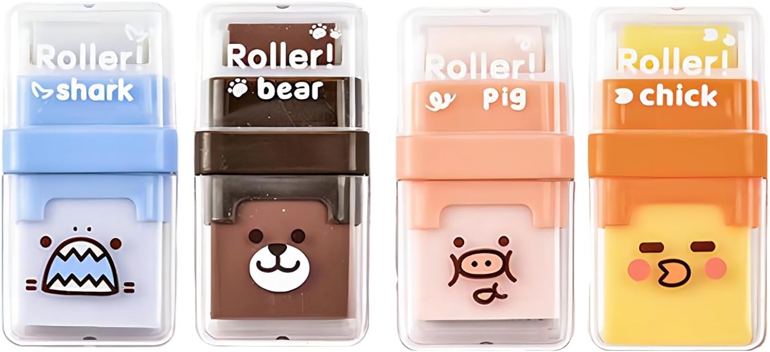 4 Pcs Cute Erasers Roller Cute Animal Pencil Erasers Pencil Eraser ...