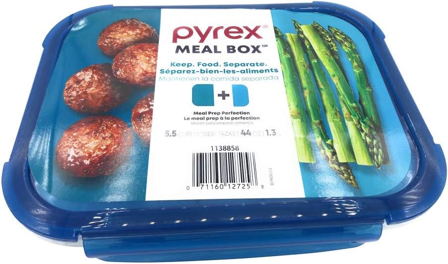 Amazon.com: PYREX Divided Glass Storage Rectangle 5.5 Cup, 1 EA: Home ...