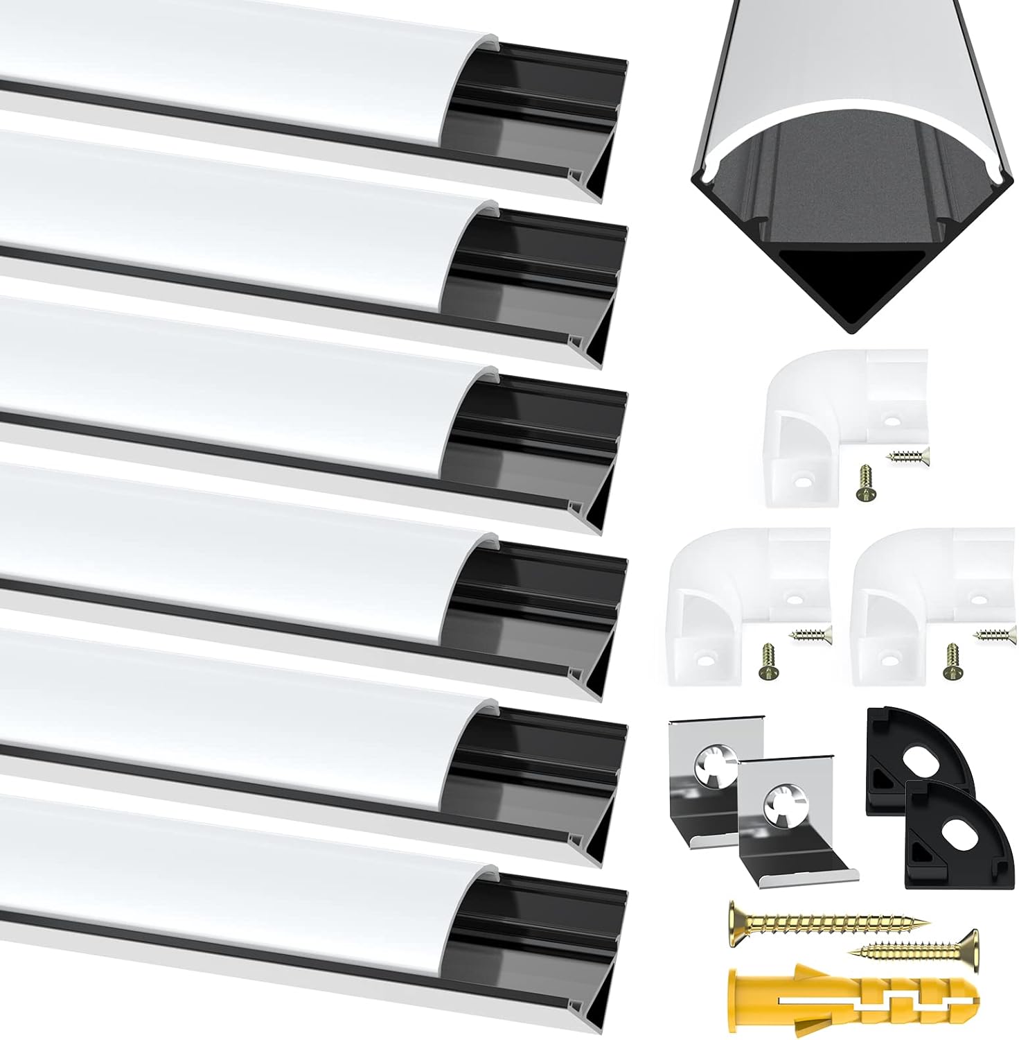 LED Strip Profile,6Pack LED Aluminum Channel 3.3ft/1Meter Black V-Shape ...