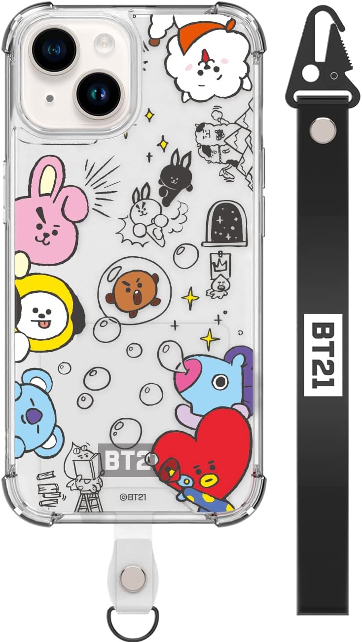 Amazon.com: BT21 Official Merchandise for iPhone 15 Case with Strap Protective Drop Proof Jelly ...