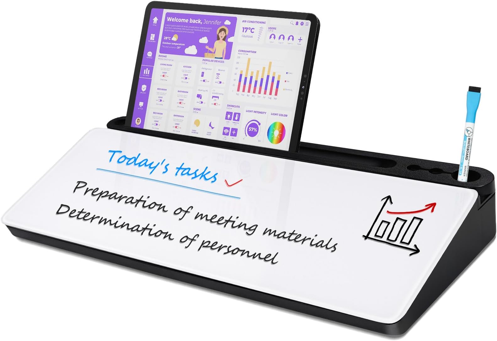 Notera Wedge Desktop Whiteboard & Desk Tidy Organiser - All-in-One ...