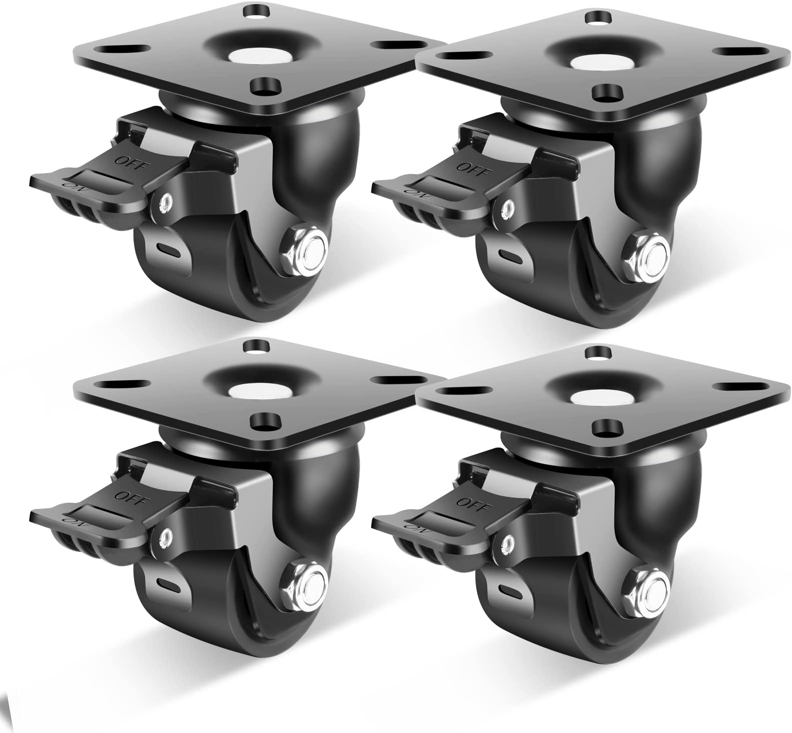 Amazon.com: 4 All Steel Swivel Plate Caster Wheels w Brake Lock Heavy ...