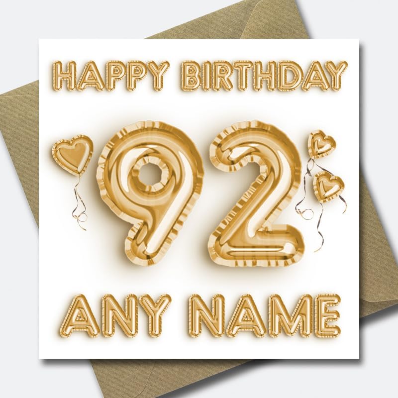 Personalised 92nd Birthday Card - Happy 92nd Birthday Card for mum ...