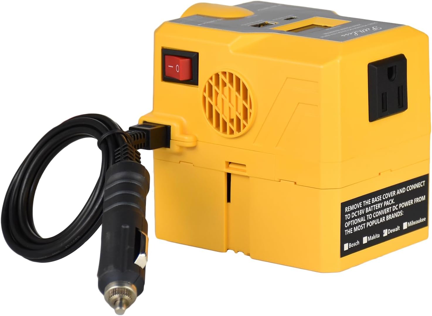 Amazon.com: 200W Power Inverter for Dewalt 20V or DC12V car Battery ...