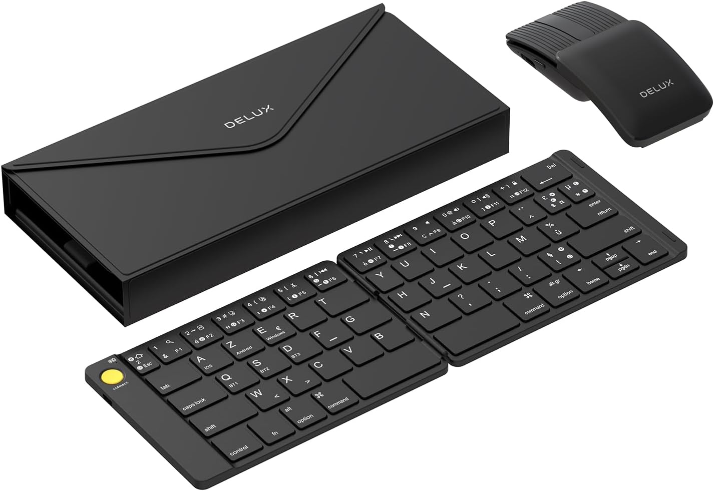 DeLUX PockCombo Ensemble Clavier et Souris Bluetooth Pliable, sans Fil ...