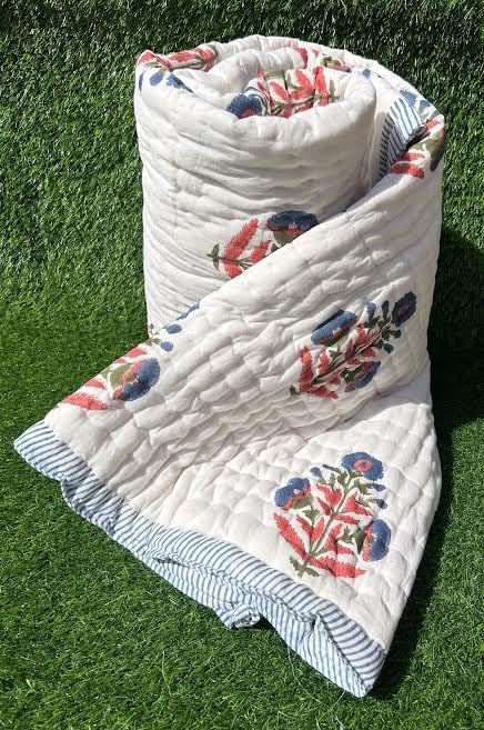 Buy PINAARAS INTERIORS 300 TC Double Bed Jaipuri Razai Organic Pure ...