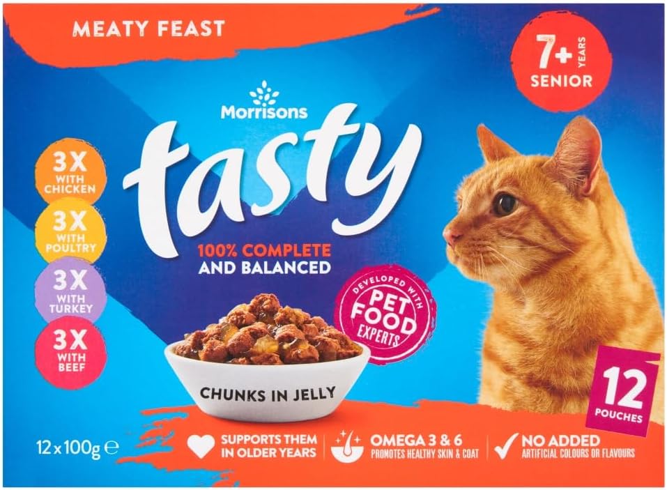 Morrisons Meat & Poultry Senior Cat Food in Jelly 12 x 100g : Amazon.co ...