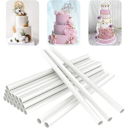 24 Pcs Plastic White Cake Dowel Rods, 30cm/11.8Inch Cake Supports for ...