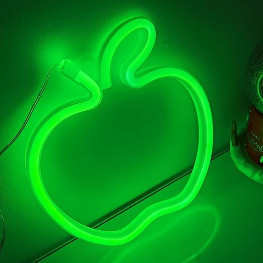 Apple Neon Signs LED Apple Light for Wall Decor USB or Battery Signs ...