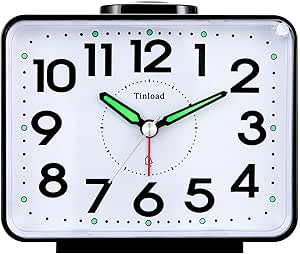 Tinload Analogue Senior Alarm Clock with Night Light, 4 Inch Large Dial ...