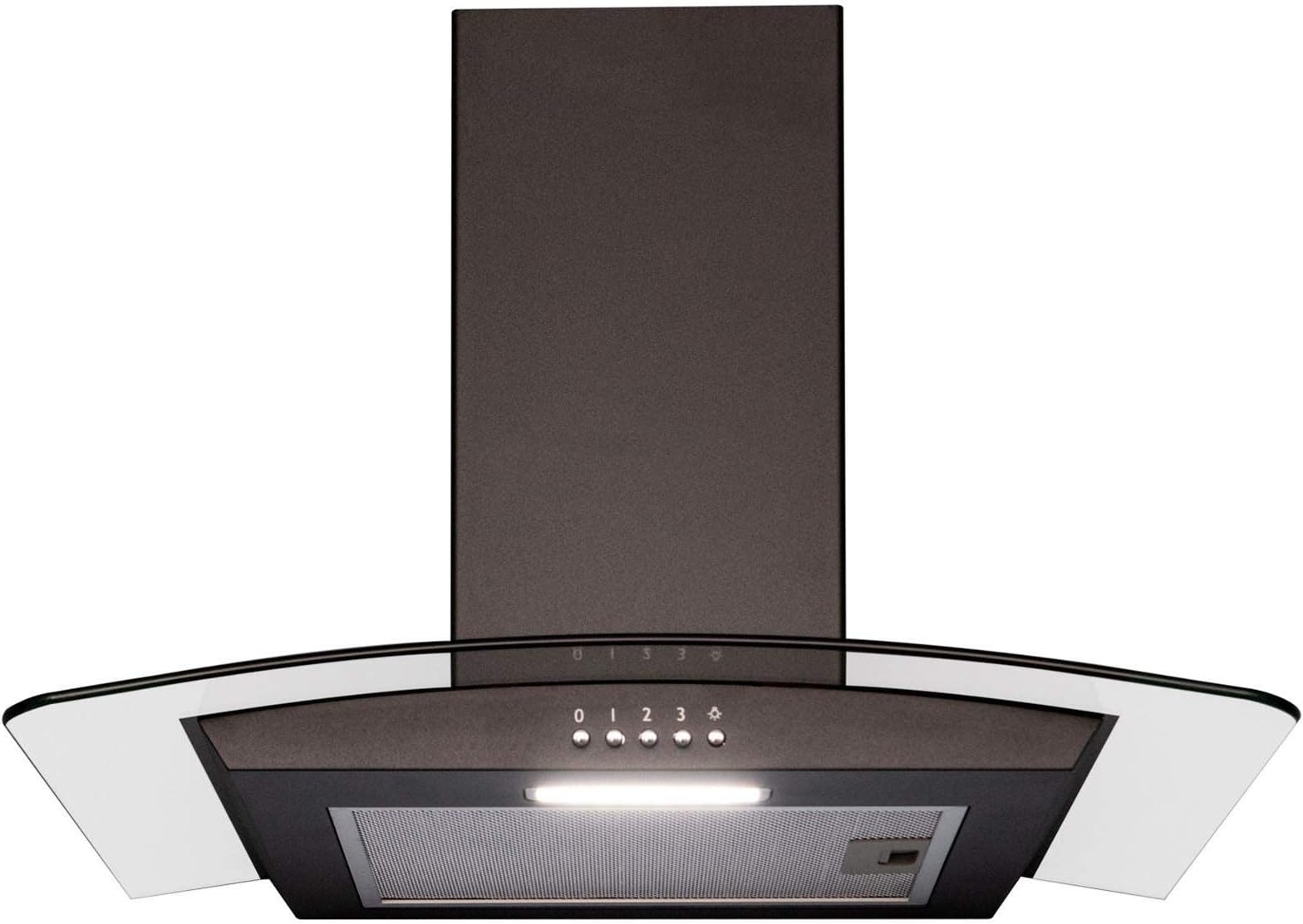 SIA 60cm Curved Glass Black Chimney Cooker Hood Kitchen Extractor Fan ...