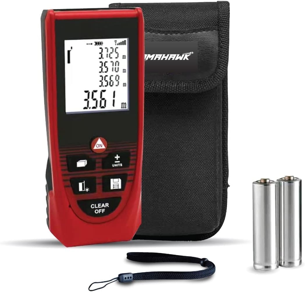 TOMAHAWK® TLM40 Laser Distance Meter Measurer 131Ft/40M with Area ...
