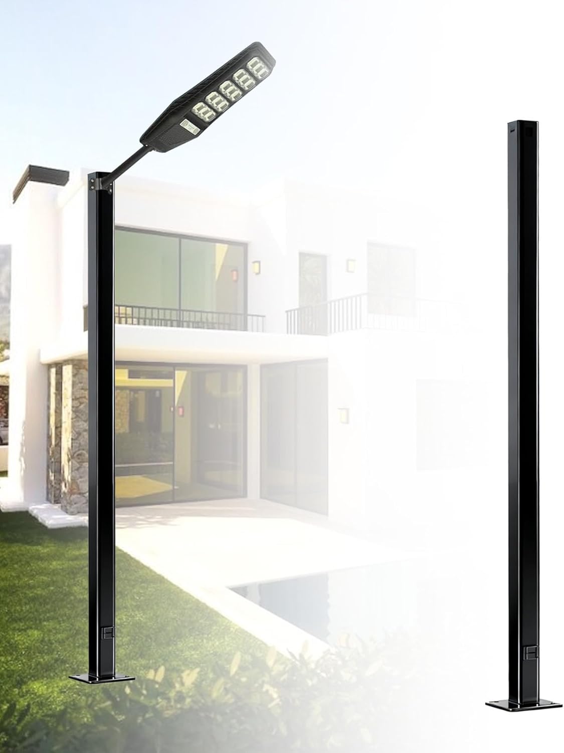 25FT Straight Square Steel Street Light Pole, Hot-Dipped Galvanized ...