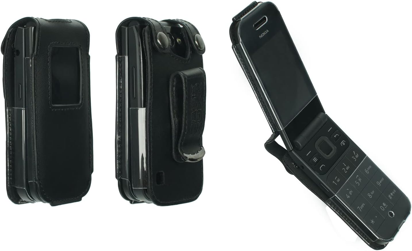 caseroxx Leather-Case with belt clip compatible with Nokia 2720 Flip ...