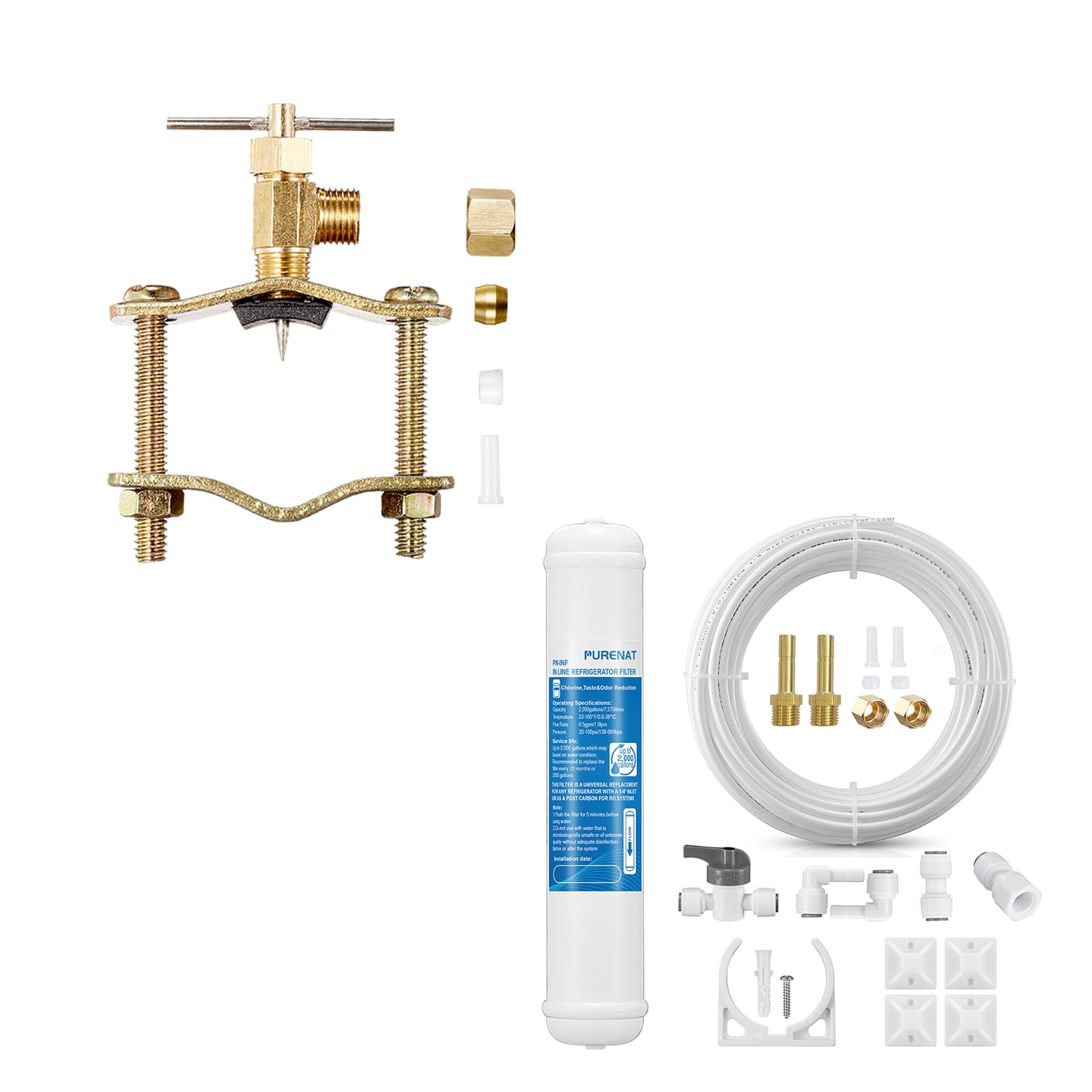 Amazon.com: 1/4" Compression Outlet Self Piercing Saddle Valve + Inline ...