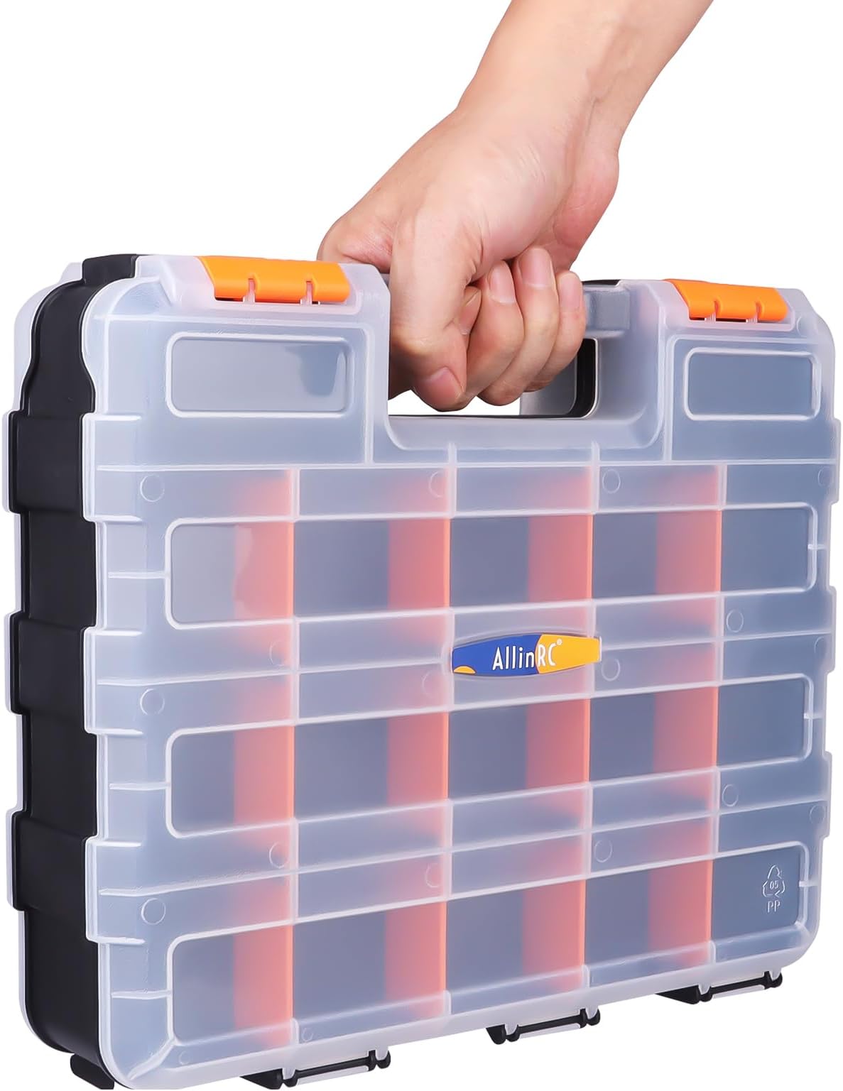 AllinRC Small Parts Tool Box Parts Storage Organizer Double Side ...