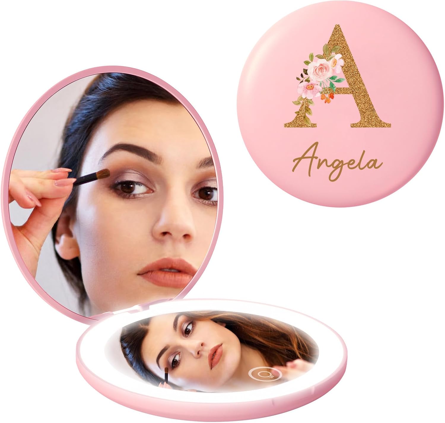 Bemaystar Personalised Compact Mirror with Light - Gifts for Women ...
