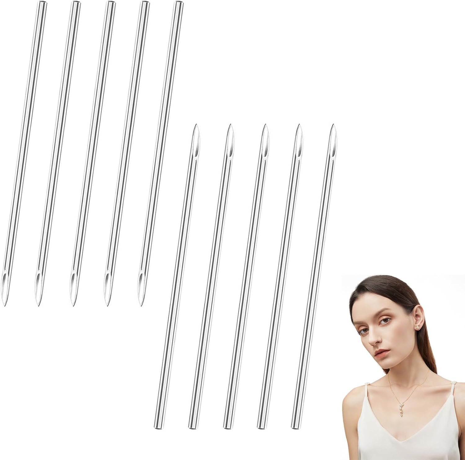 10 Piece Piercing Needles Kit, Piercing Needle,Ear Piercing Needle,Ear ...