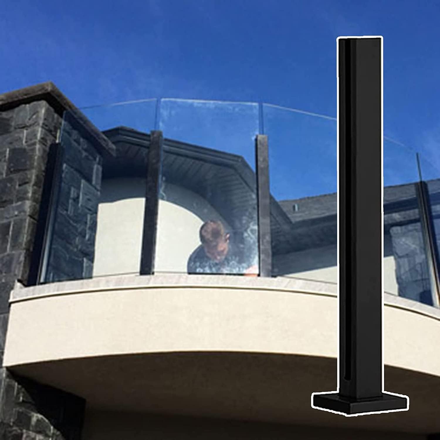 Amazon.com: ANTWAX Glass Railing Post Black Square Balcony Railing ...