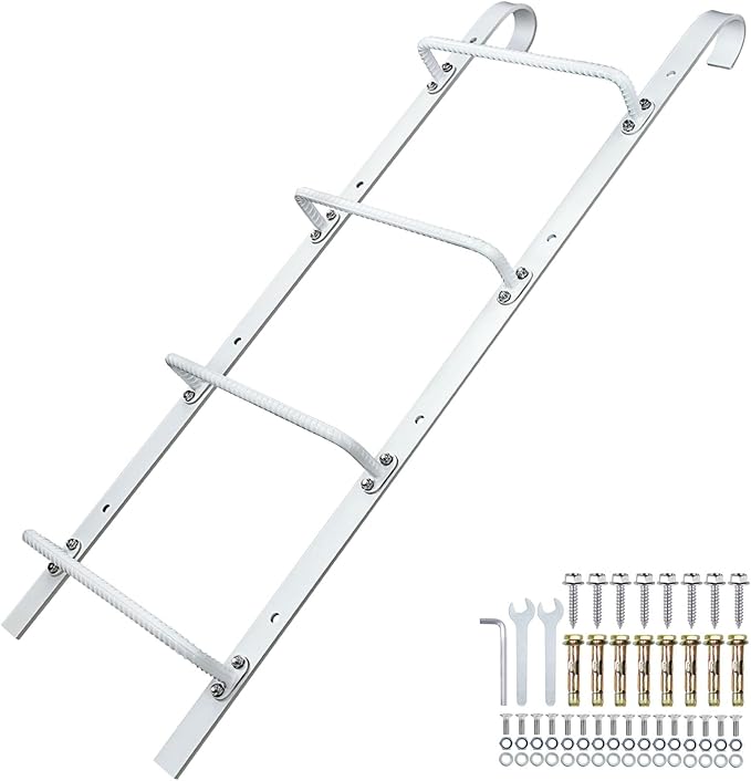 Zwinz 4-Rung Window Well Ladder Hooked, Heavy Duty Steel Fire Escape ...