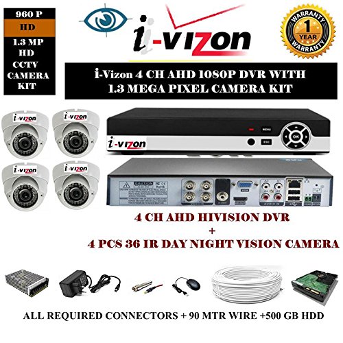 Buy I-VIZON Full HD 4 Channel DVR 1080 P with 1.3 MEGA Pixel Dome ...