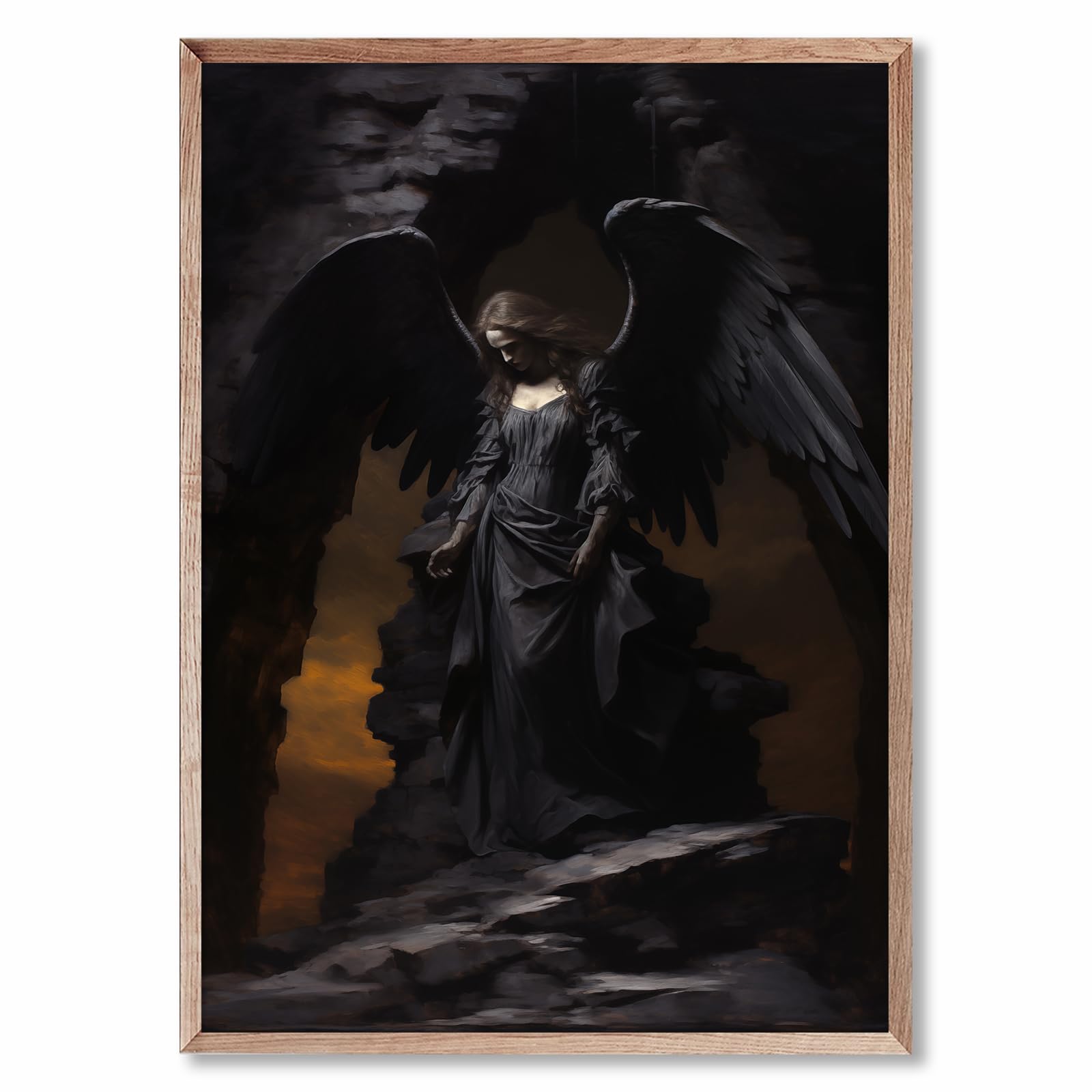 Amazon.com: Black Angel Canvas Wall Art Gothic Woman Painting Angel ...