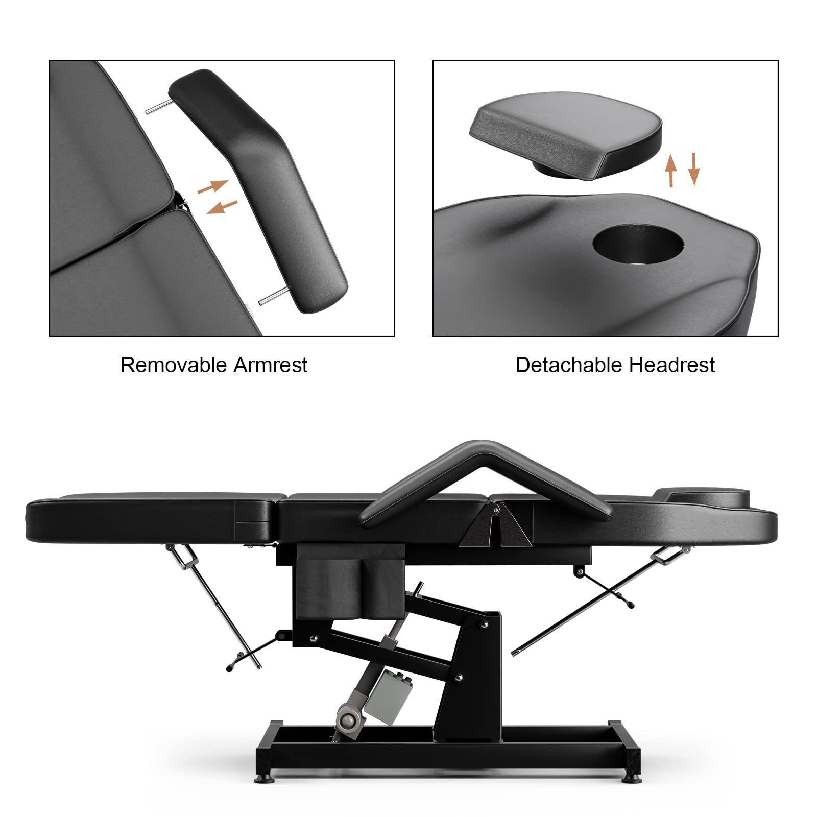 OKAKOPA Electric Height Facial Bed Chair, 3-Section Adjustable Tattoo ...