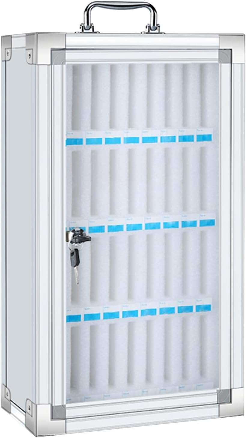 Lockable Wall-Mounted Cell Phone Storage Cabinet, Aluminum Alloy Mobile ...