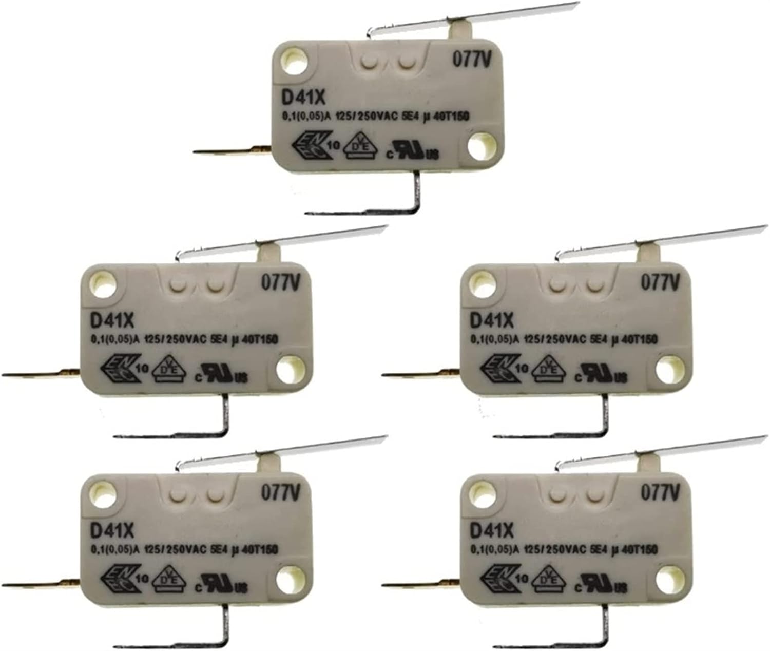 Amazon.com: GIBOLEA Micro Switches 5PCS D41X Micro Switch D41 0.1A250V 125-250VAC 5E4 40T150 ...