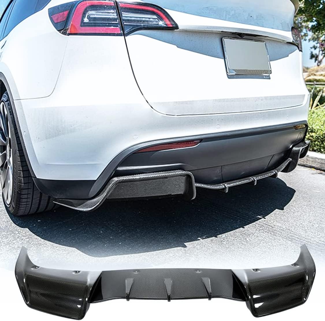 JCING Model Y Dry Carbon Fiber Rear Diffuser for Tesla Model Y 2020 ...