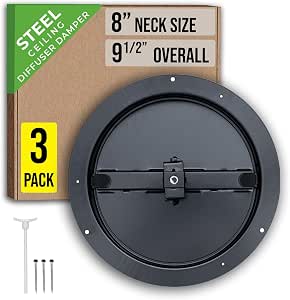 [3 Pack] Fits 8 Inch Neck Air Duct | Steel Butterfly Damper by Handua ...