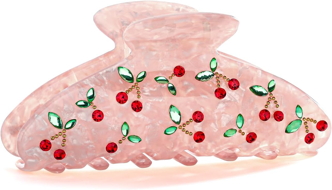 Amazon.com : LILIE&WHITE Acrylic Pink Hair Clips For Women Cherry Hair ...